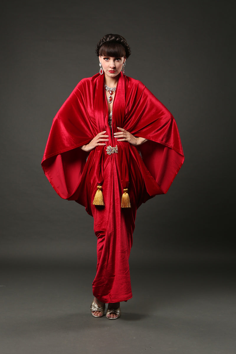1920s Red Velvet Great Gatsby Dress - Floor length flapper Robe ...
